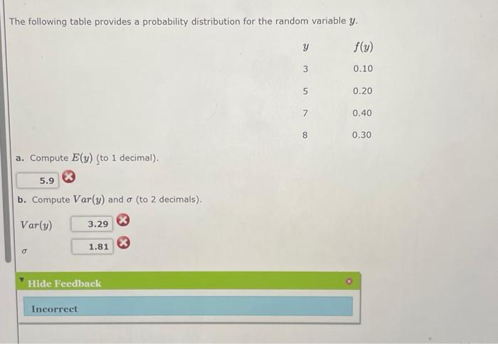 Solved The following table provides a probability | Chegg.com