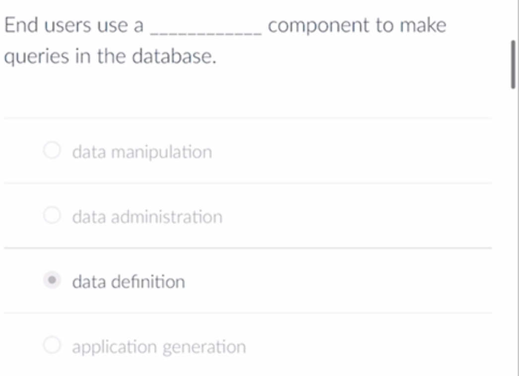 Solved End users use a component to make queries in the | Chegg.com