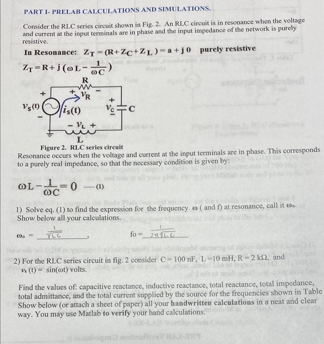 Solved Consider the RLC series circuit shown in Fig. 2. An | Chegg.com