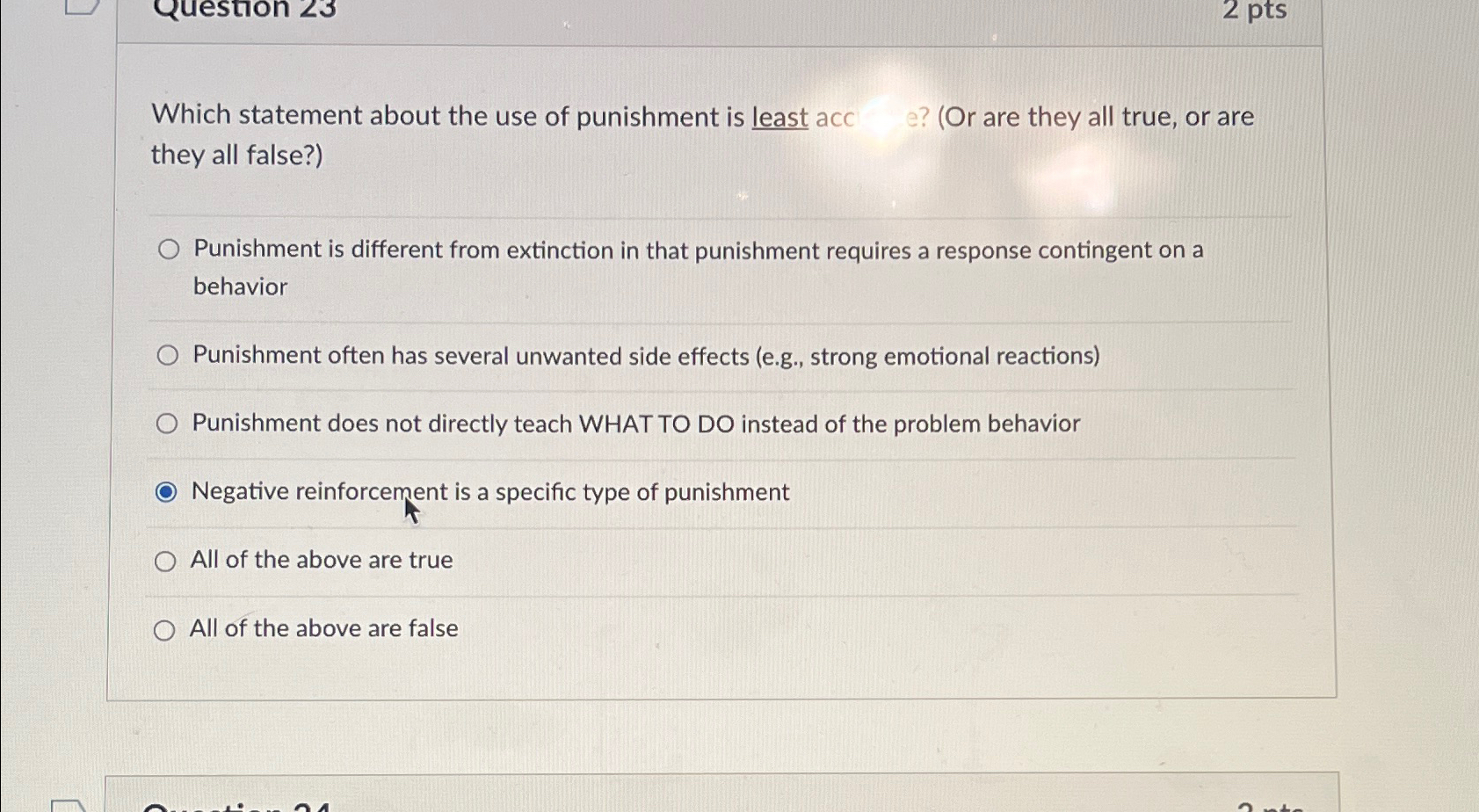 Solved Which statement about the use of punishment is least | Chegg.com