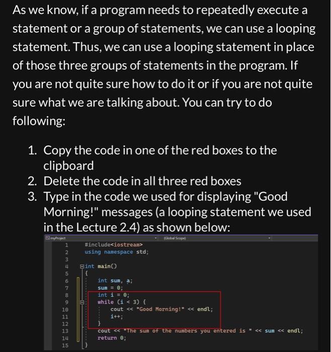 Solved Write a program in C++ with a looping statement that | Chegg.com