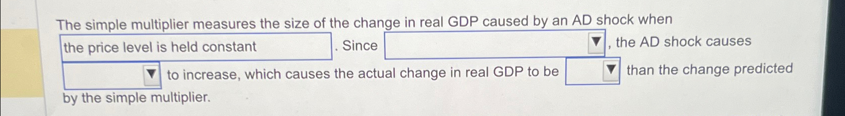 Solved The simple multiplier measures the size of the change | Chegg.com