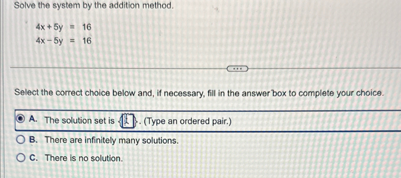 Solved Solve the system by the addition | Chegg.com