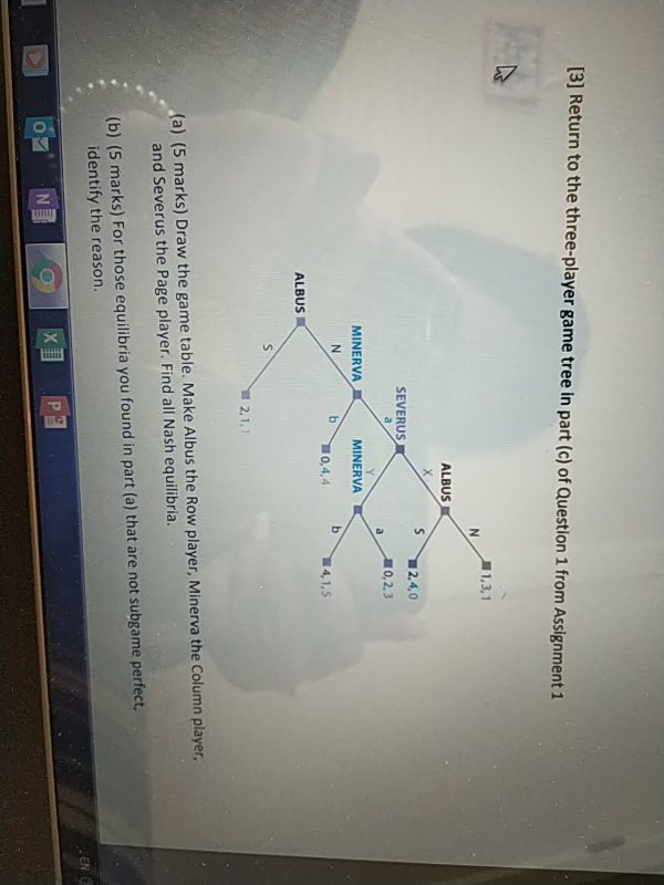 Solved [3] Return to the three-player game tree in part (c) | Chegg.com