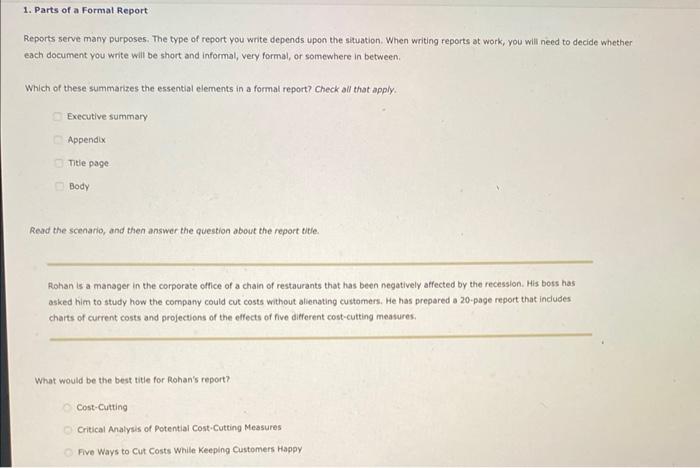 Solved Reports serve many purposes. The type of report you | Chegg.com