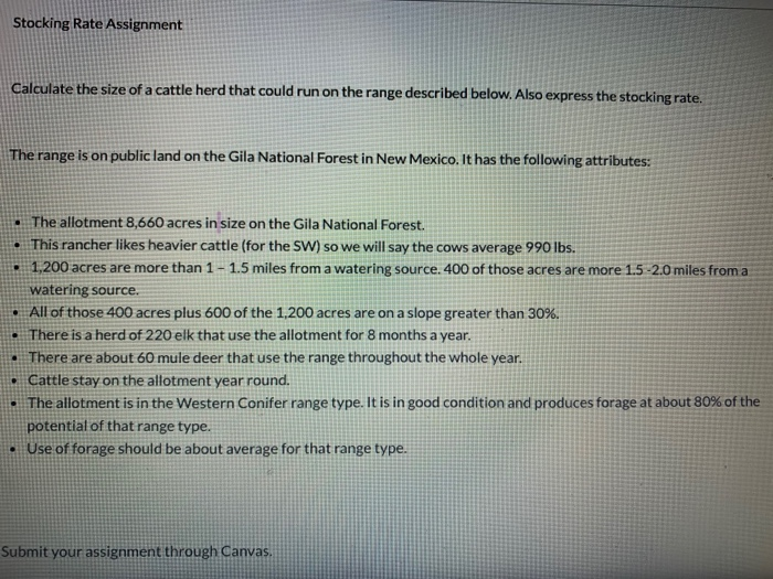 Stocking Rate Assignment Calculate the size of a | Chegg.com