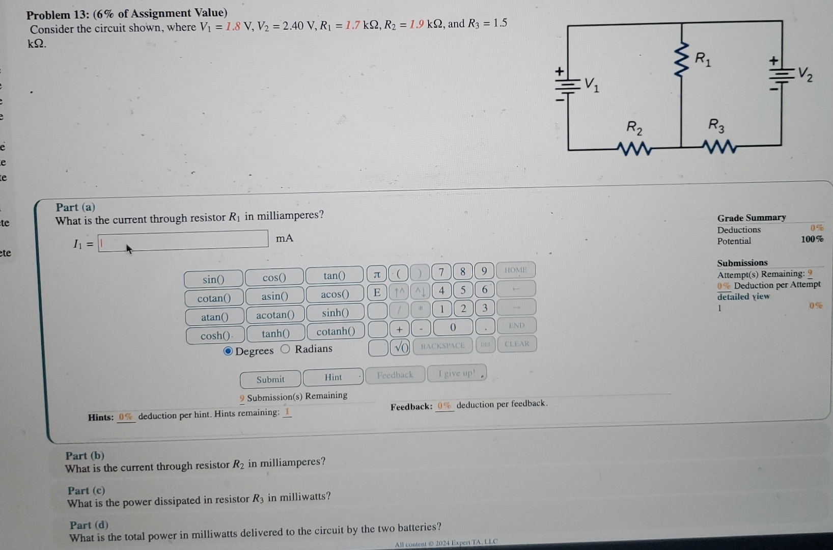 Solved Problem 13: ( 6% ﻿of Assignment Value)Consider the | Chegg.com