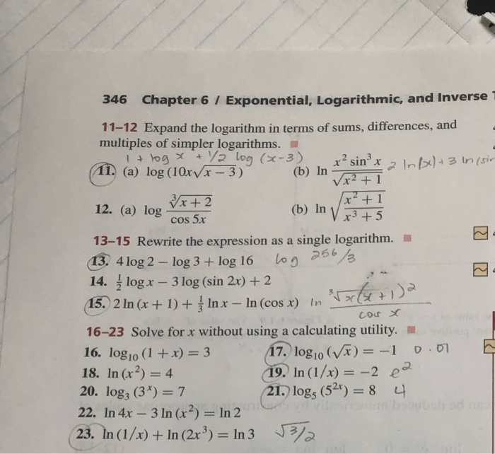 Solved 346 Chapter 6 / Exponential, Logarithmic, and Inverse | Chegg.com