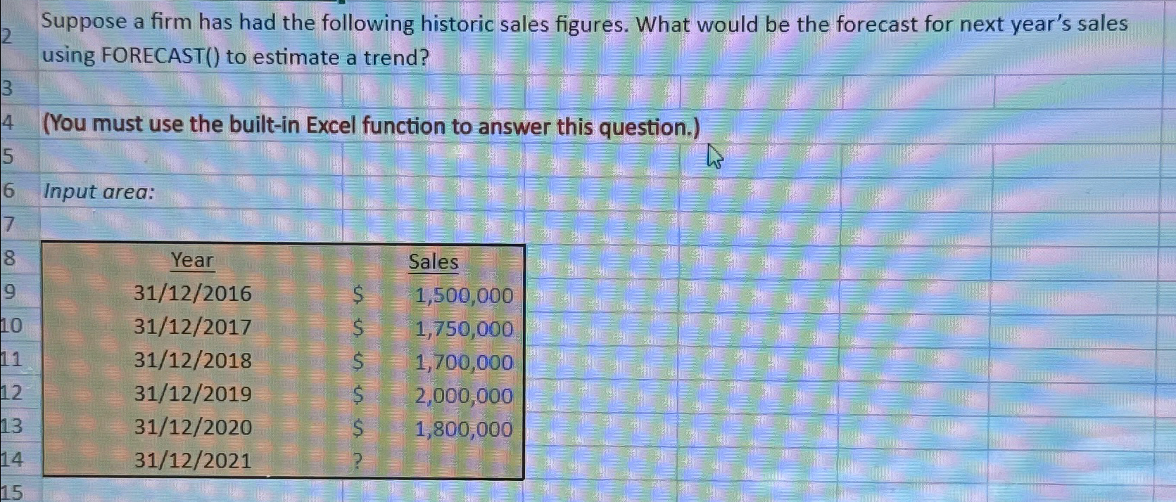 Solved Suppose a firm has had the following historic sales | Chegg.com