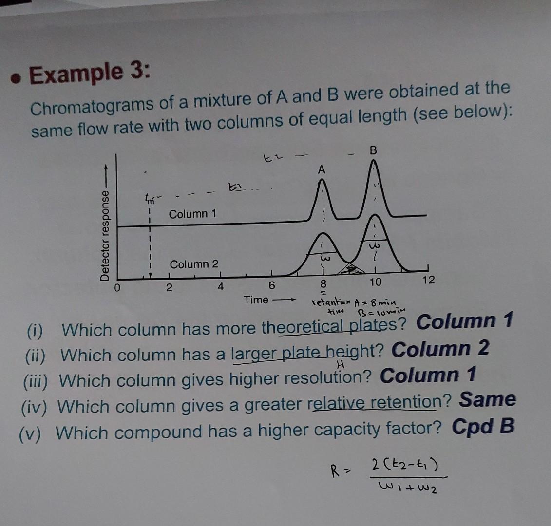 Solved Example 3: Chromatograms of a mixture of A and B were | Chegg.com