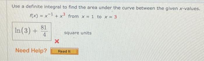 Use a definite integral to find the area under the | Chegg.com