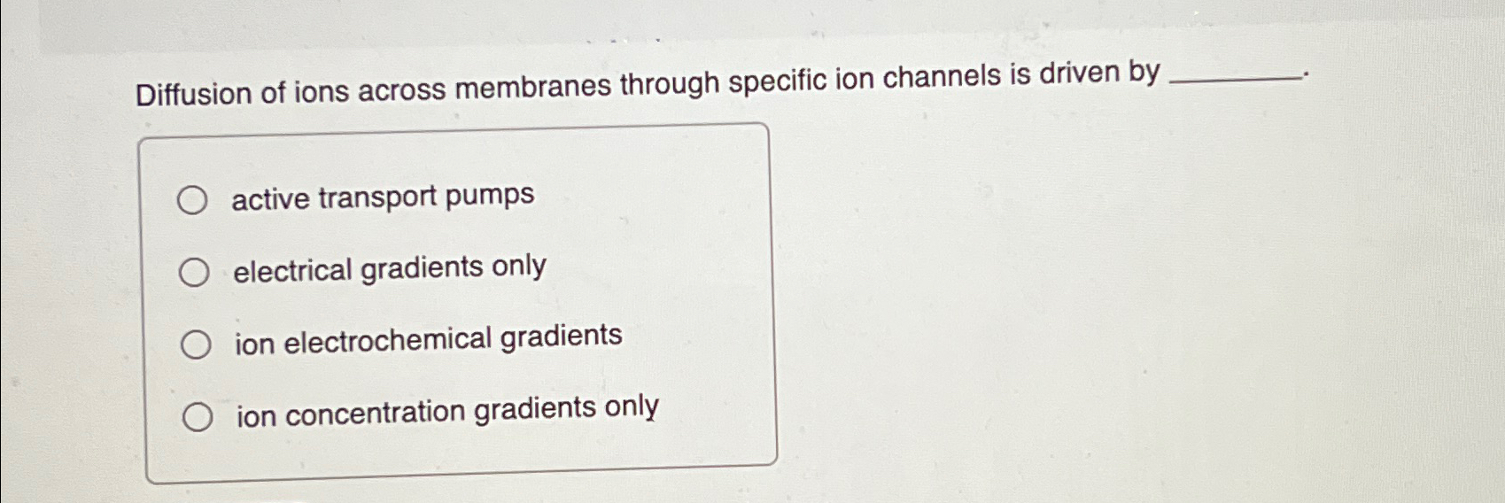 Solved Diffusion of ions across membranes through specific | Chegg.com
