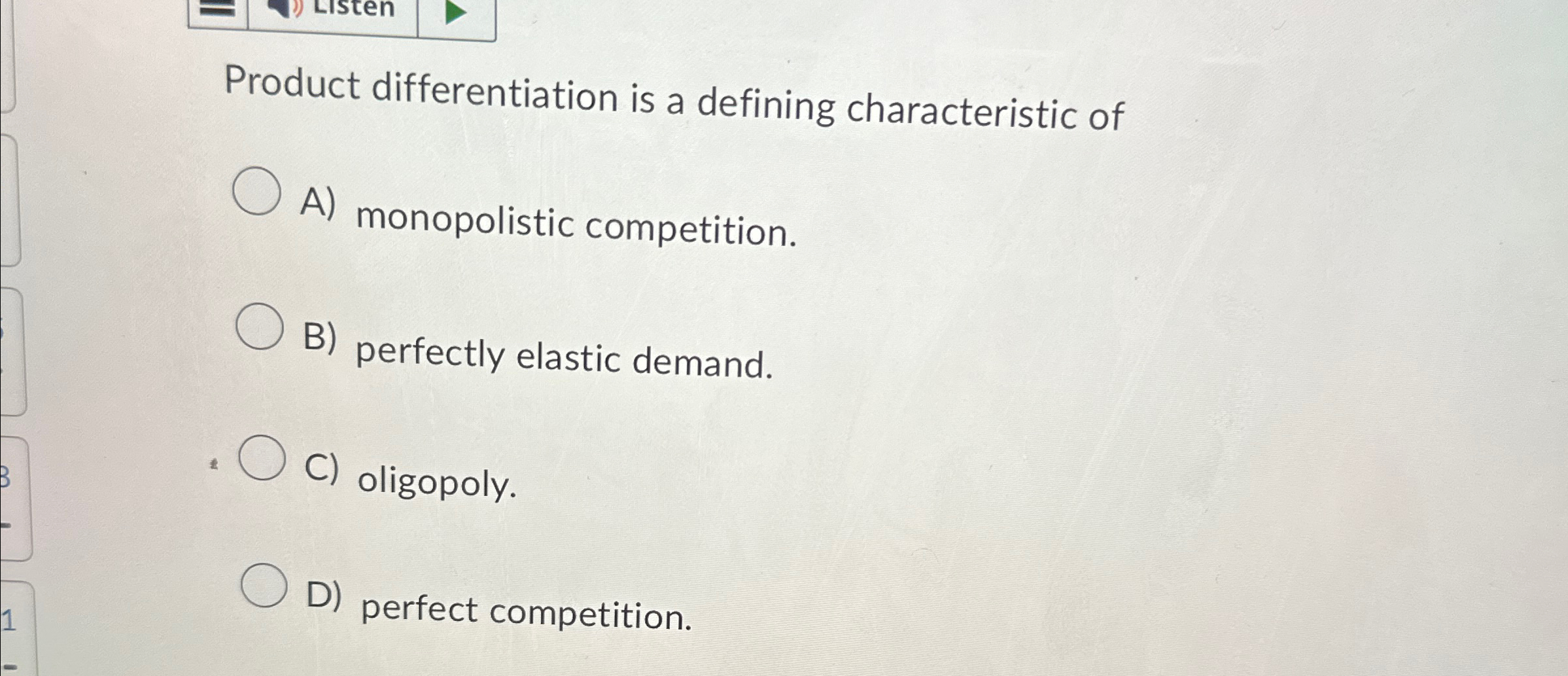 Solved Product differentiation is a defining characteristic | Chegg.com