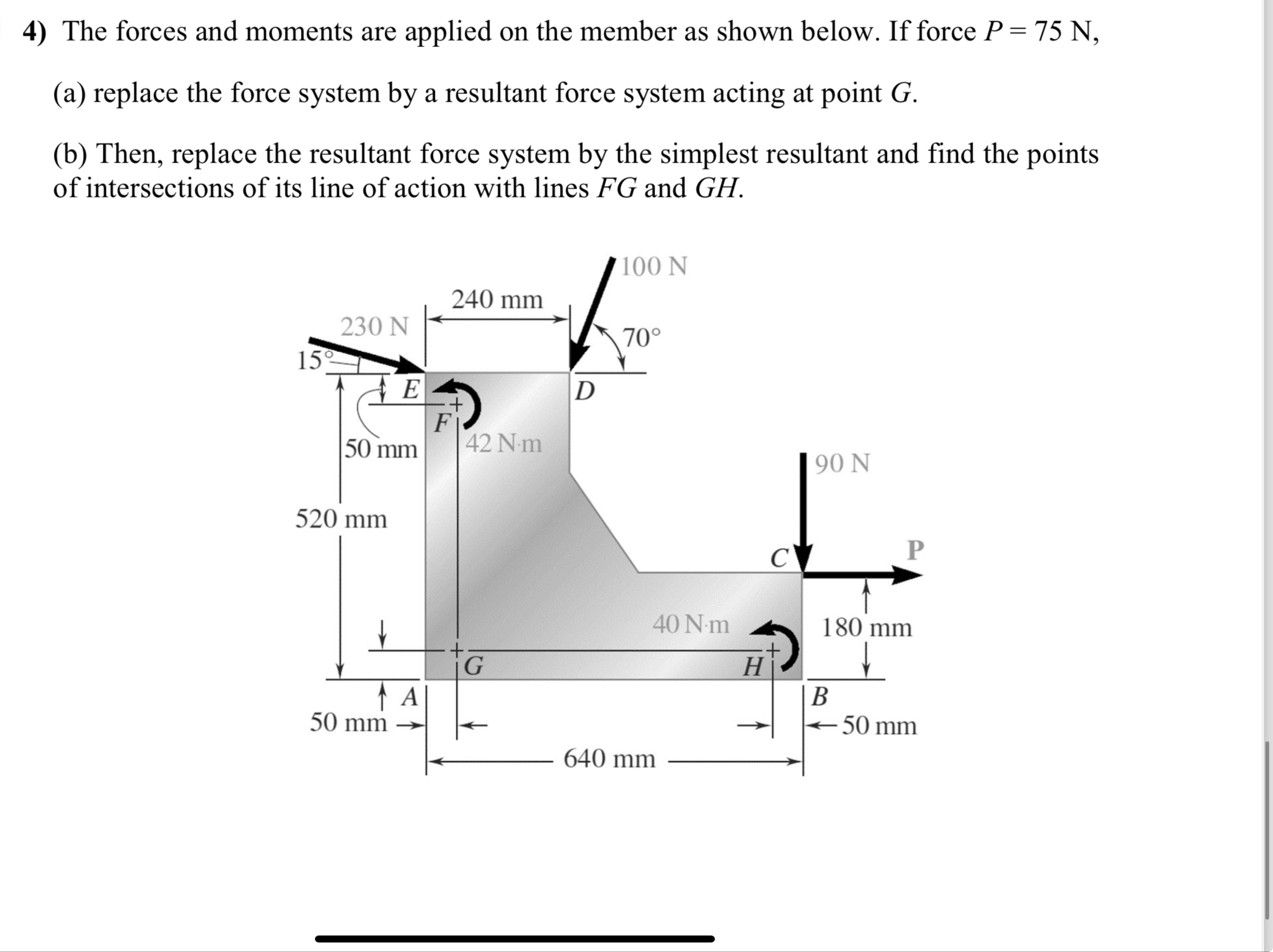 Solved The forces and moments are applied on the member as | Chegg.com