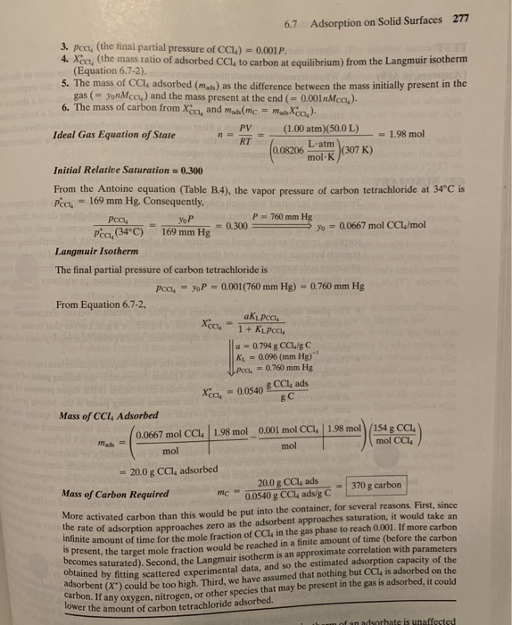 Solved 6. Adsorption: Rework example problem 6.7-1 in the | Chegg.com