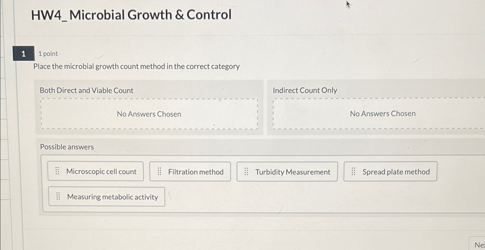 Solved HW4_Microbial Growth & Control11 ﻿pointPlace the | Chegg.com