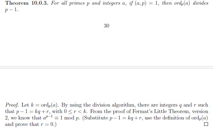 Solved Proof. Let k=ordp(a). ﻿By using the division | Chegg.com