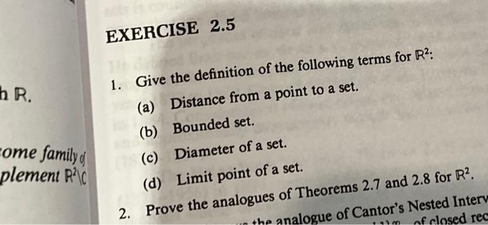 Solved 1. Give the definition of the following terms for R2 | Chegg.com