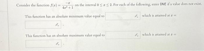 Solved Consider the function f(x)=4x2+1−x on the interval | Chegg.com