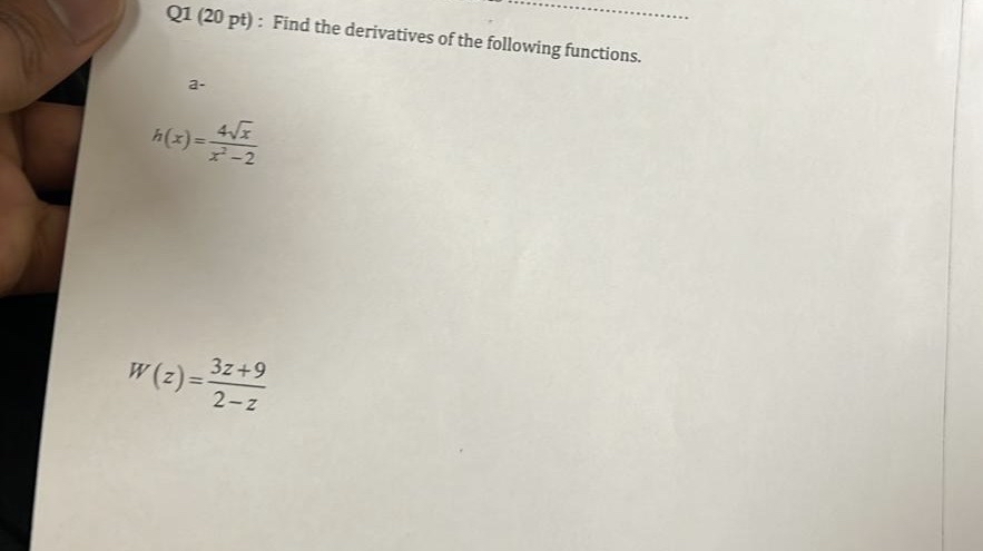 Solved Q1 (20pt) ﻿: Find the derivatives of the following | Chegg.com