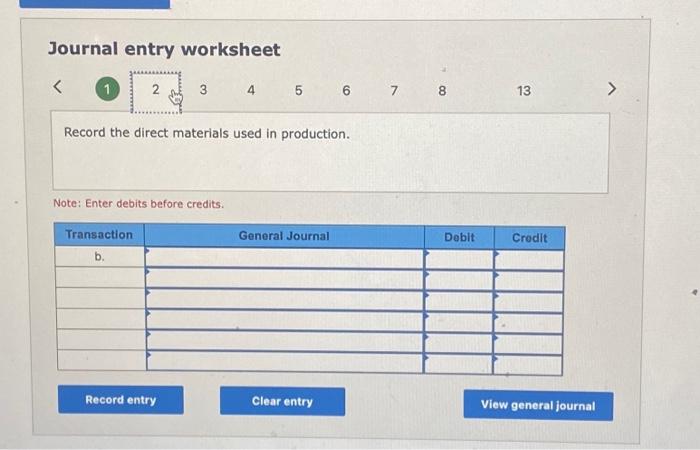 Solved Journal entry worksheet Record the direct materials | Chegg.com