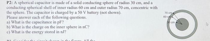Solved P2: A spherical capacitor is made of a solid | Chegg.com