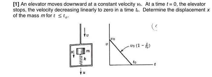 Solved [1] An elevator moves downward at a constant velocity | Chegg.com