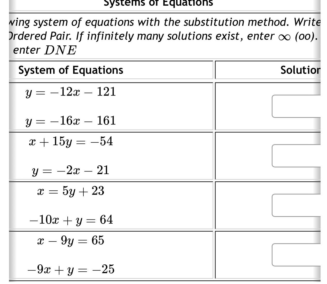 Solved ving system of equations with the substitution | Chegg.com