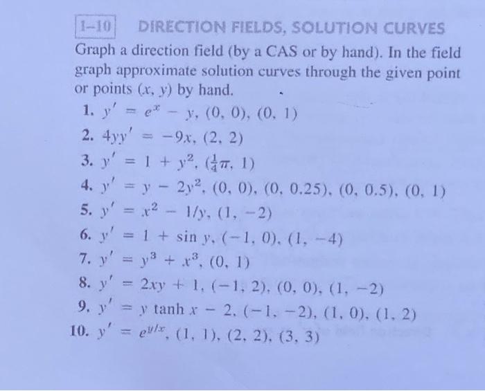 Solved j1-10 DIRECTION FIELDS, SOLUTION CURVES Graph a | Chegg.com