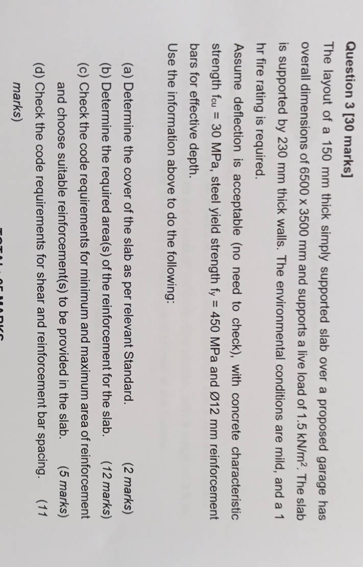 Solved Question 3 [30 ﻿marks]The layout of a 150mm ﻿thick | Chegg.com