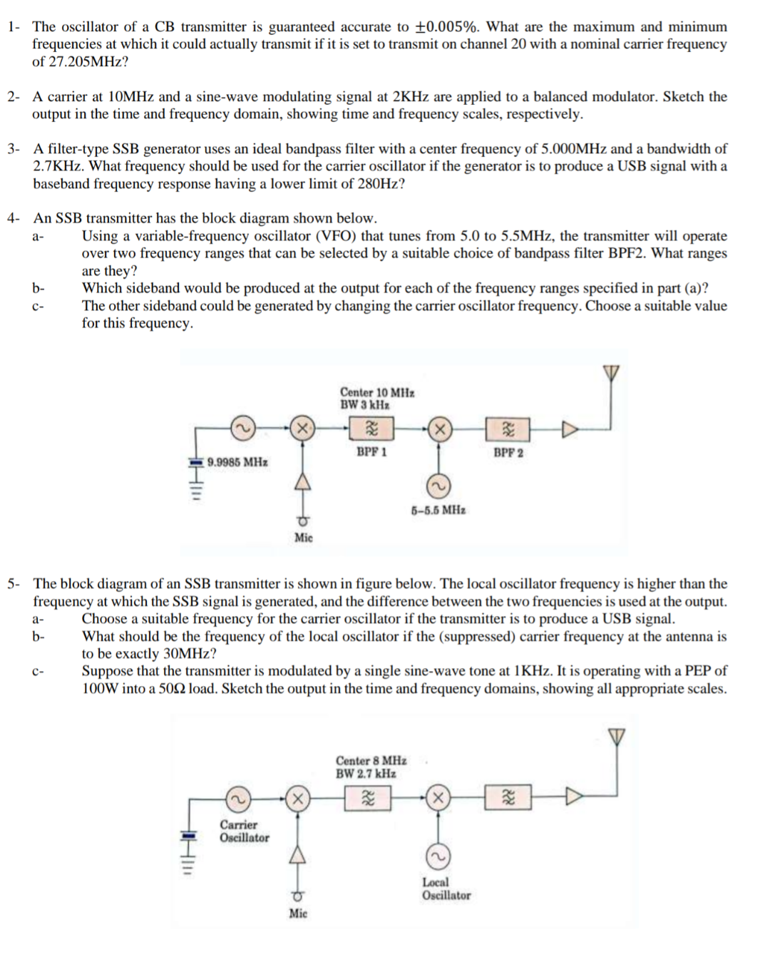 Solved 1- ﻿The oscillator of a CB transmitter is guaranteed | Chegg.com