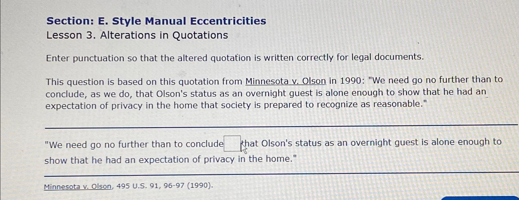 Solved Section: E. ﻿Style Manual EccentricitiesLesson 3. | Chegg.com
