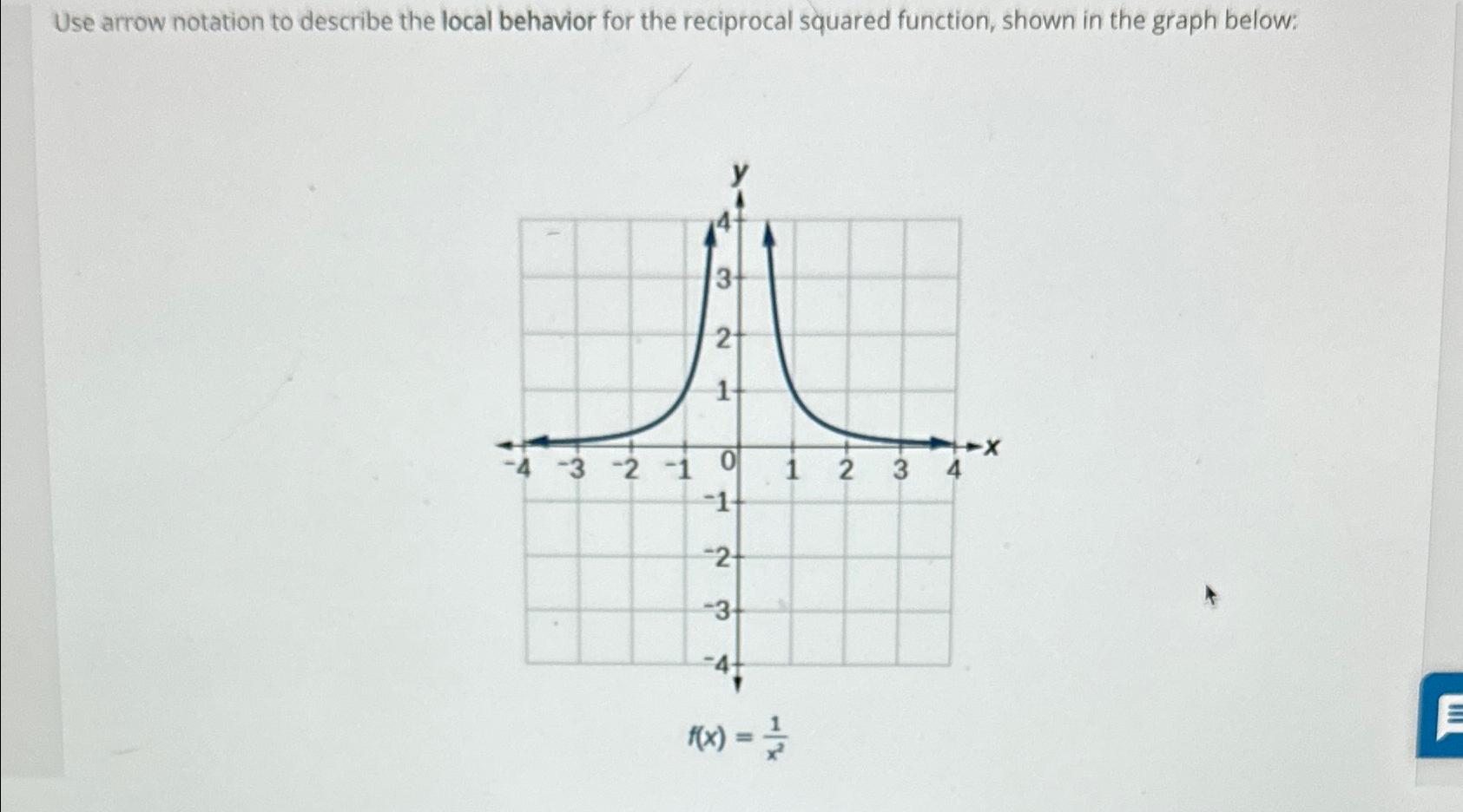 Solved Use arrow notation to describe the local behavior for | Chegg.com