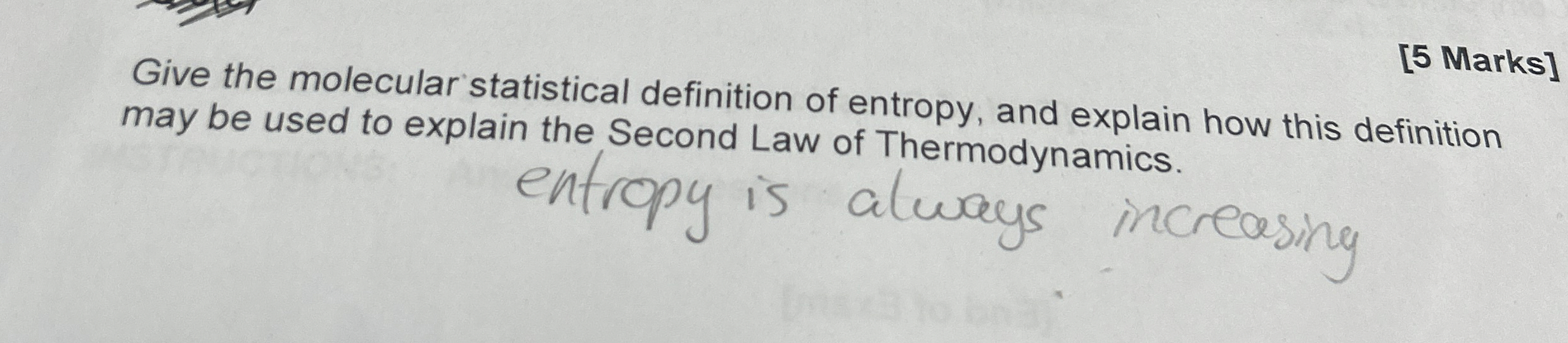 Solved [5 ﻿Marks]Give the molecular statistical definition | Chegg.com