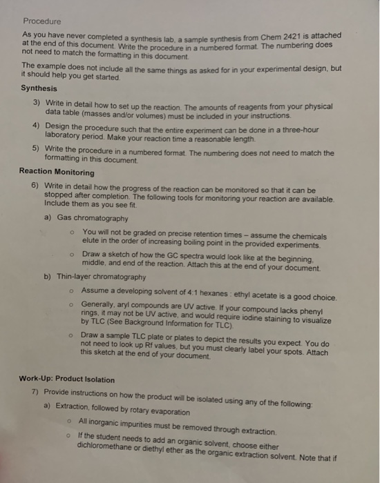 Solved: Experiment Write Up Proposal You Will Write Up A S... | Chegg.com