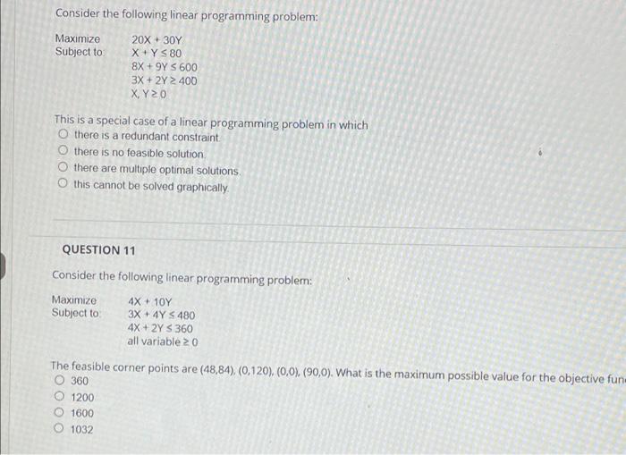 Solved Consider the following linear programming problem: | Chegg.com