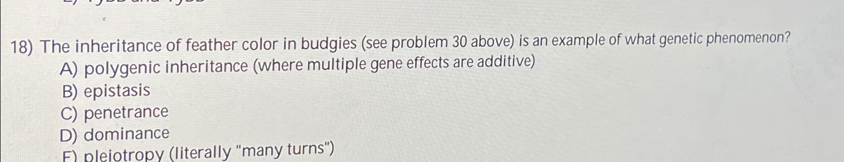 Solved The inheritance of feather color in budgies (see | Chegg.com