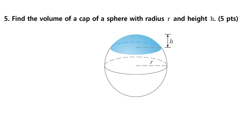 Solved Find the volume of a cap of a sphere with radius r | Chegg.com