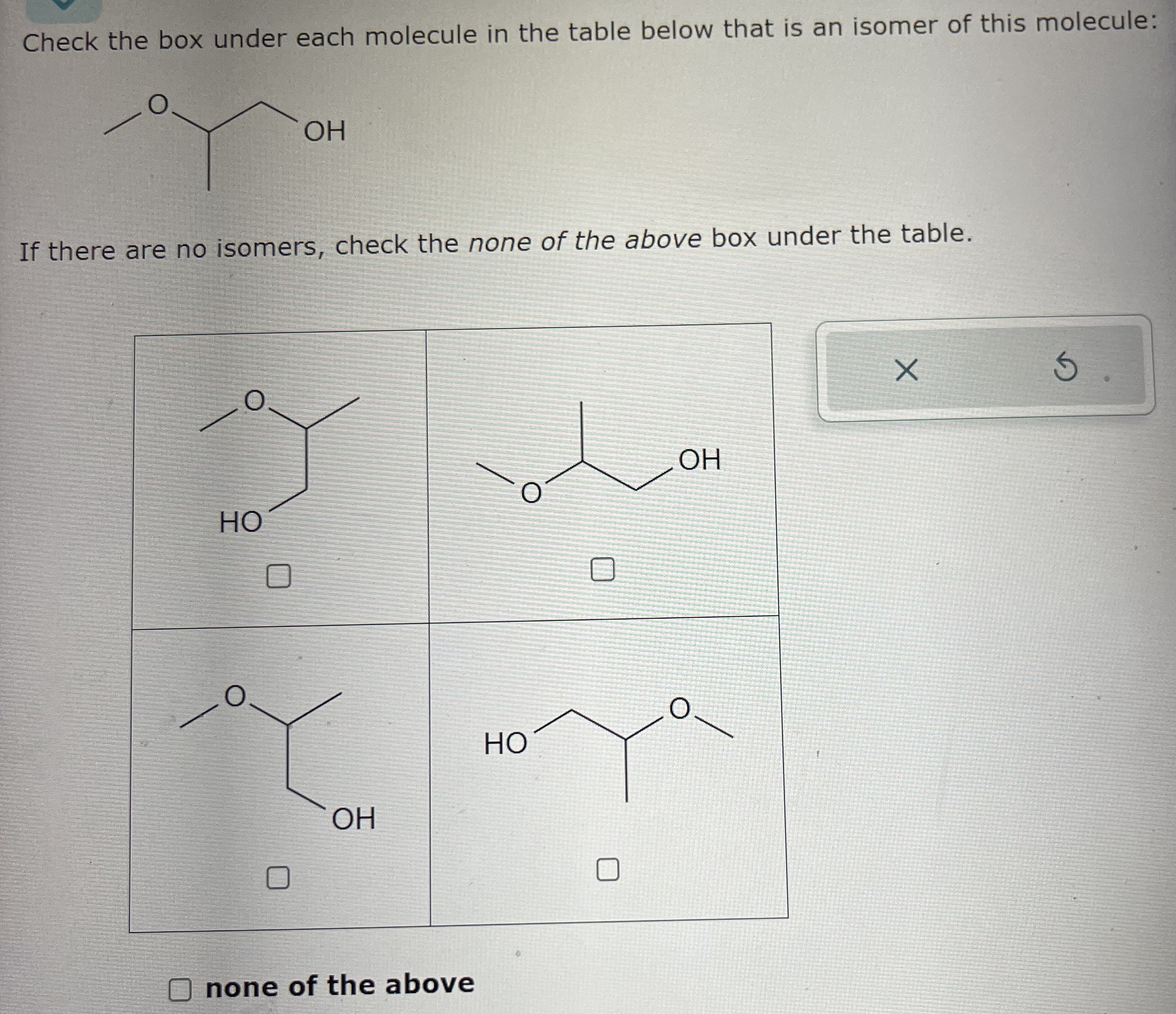 Solved Check the box under each molecule in the table below | Chegg.com