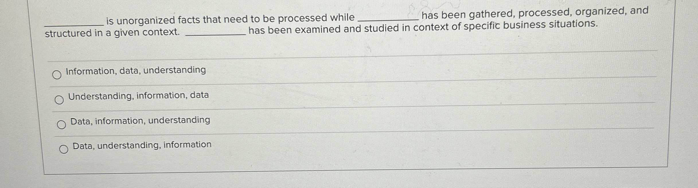 Solved is unorganized facts that need to be processed | Chegg.com