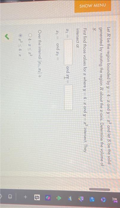 Solved Let R be the region bounded by y=4⋅x and y=x2 and let | Chegg.com