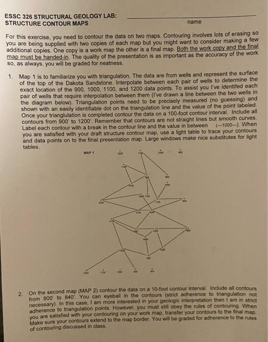 Solved name ESSC 326 STRUCTURAL GEOLOGY LAB: STRUCTURE | Chegg.com