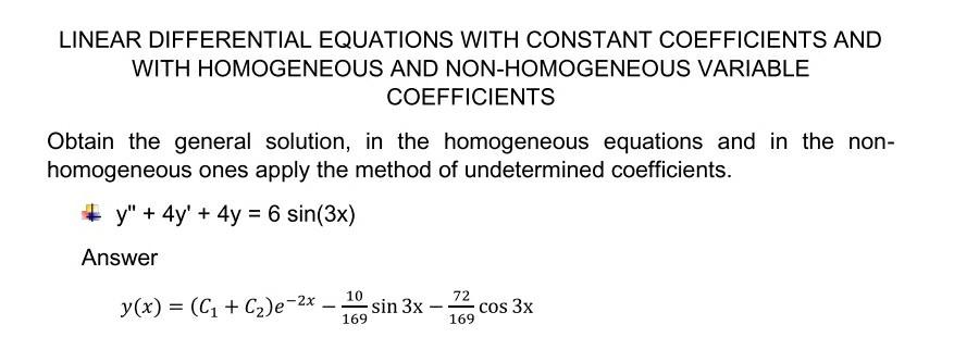 Solved LINEAR DIFFERENTIAL EQUATIONS WITH CONSTANT | Chegg.com