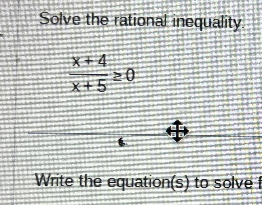Solved Solve the rational inequality.x+4x+5≥0Write the | Chegg.com