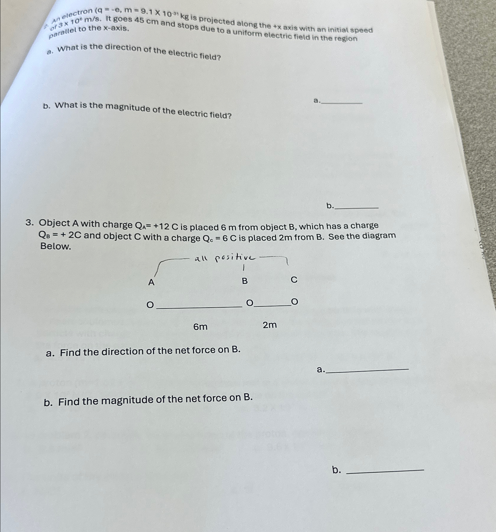 Solved An electron is projected along the +x ﻿axis with an | Chegg.com