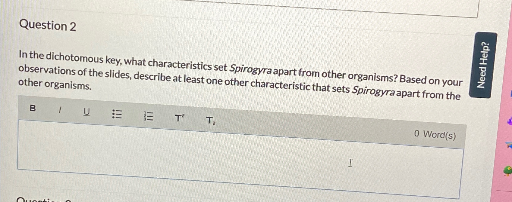Solved Question 2In the dichotomous key, what | Chegg.com