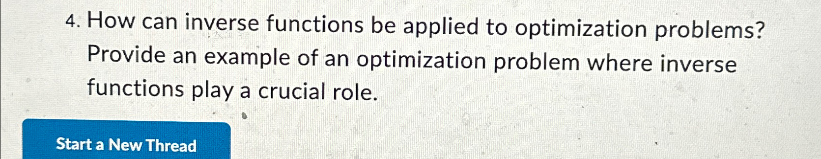 Solved How can inverse functions be applied to optimization | Chegg.com