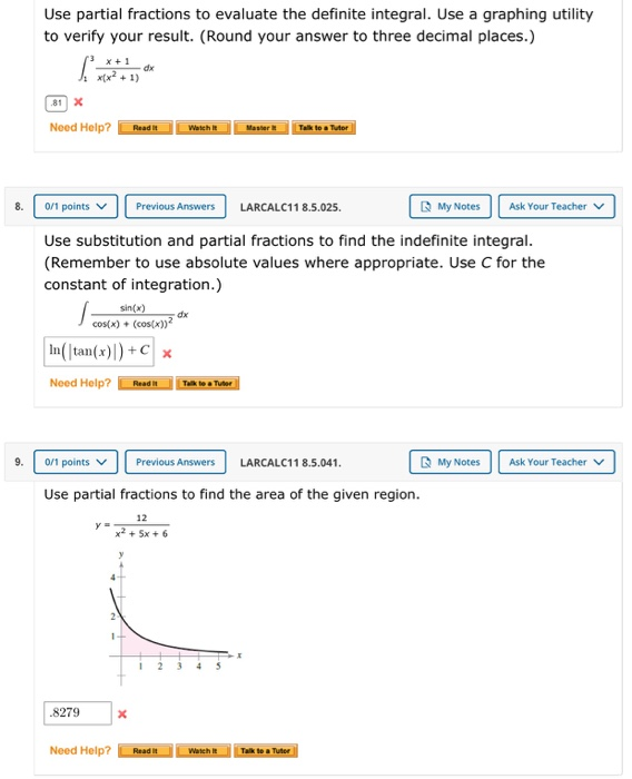 Solved Use partial fractions to evaluate the definite | Chegg.com
