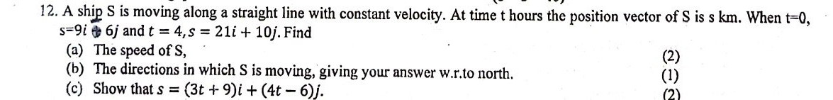 Solved A ship S ﻿is moving along a straight line with | Chegg.com