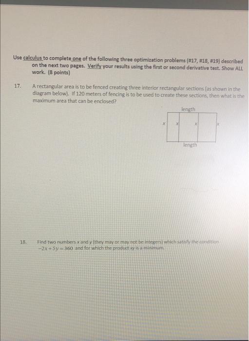 Solved Use calculus to complete one of the following three | Chegg.com
